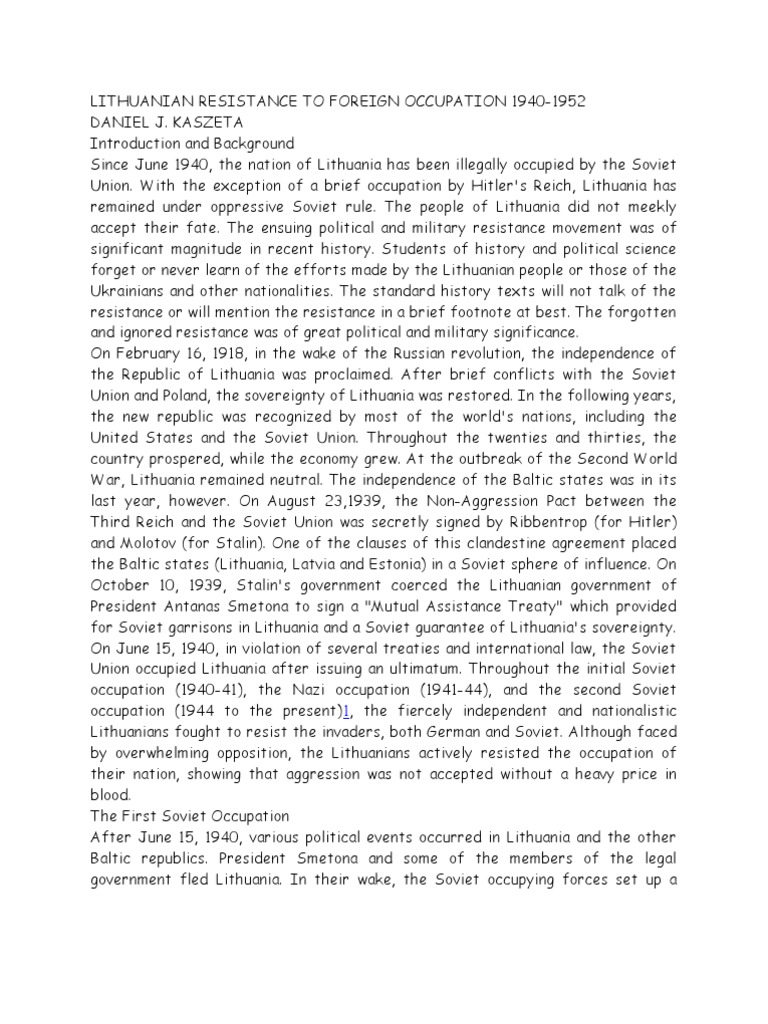 Forest Brothers | PDF | Lithuania | Resistance Movements