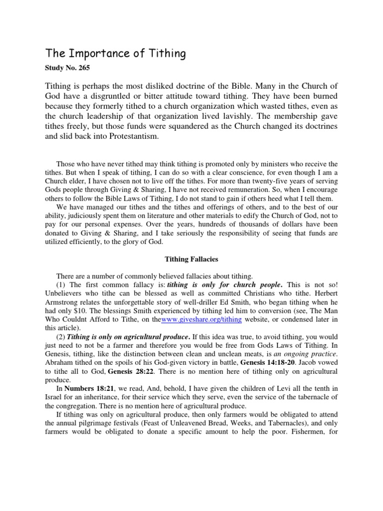 The Significance of Tithing Explained | PDF | Tithe | New Testament