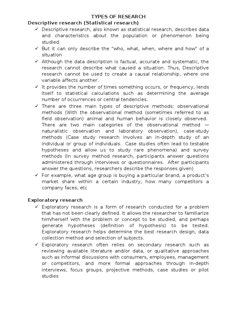 Types of Research | PDF | Causality | Experiment