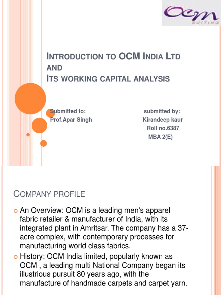 Ocm India Ltd. | PDF | Working Capital | Employment