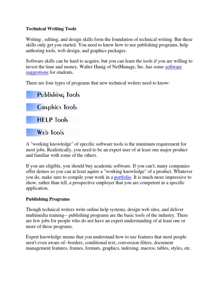 Essential Tools for Technical Writing | PDF | Web Design | Software