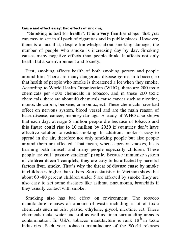 Cause and Effect Essay | PDF | Cigarette | Smoking