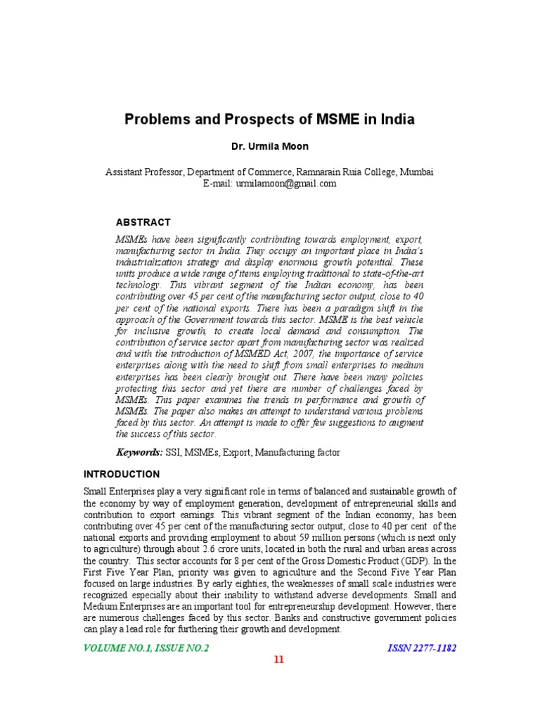 Problems and Prospects of MSME in India | PDF | Factoring (Finance ...