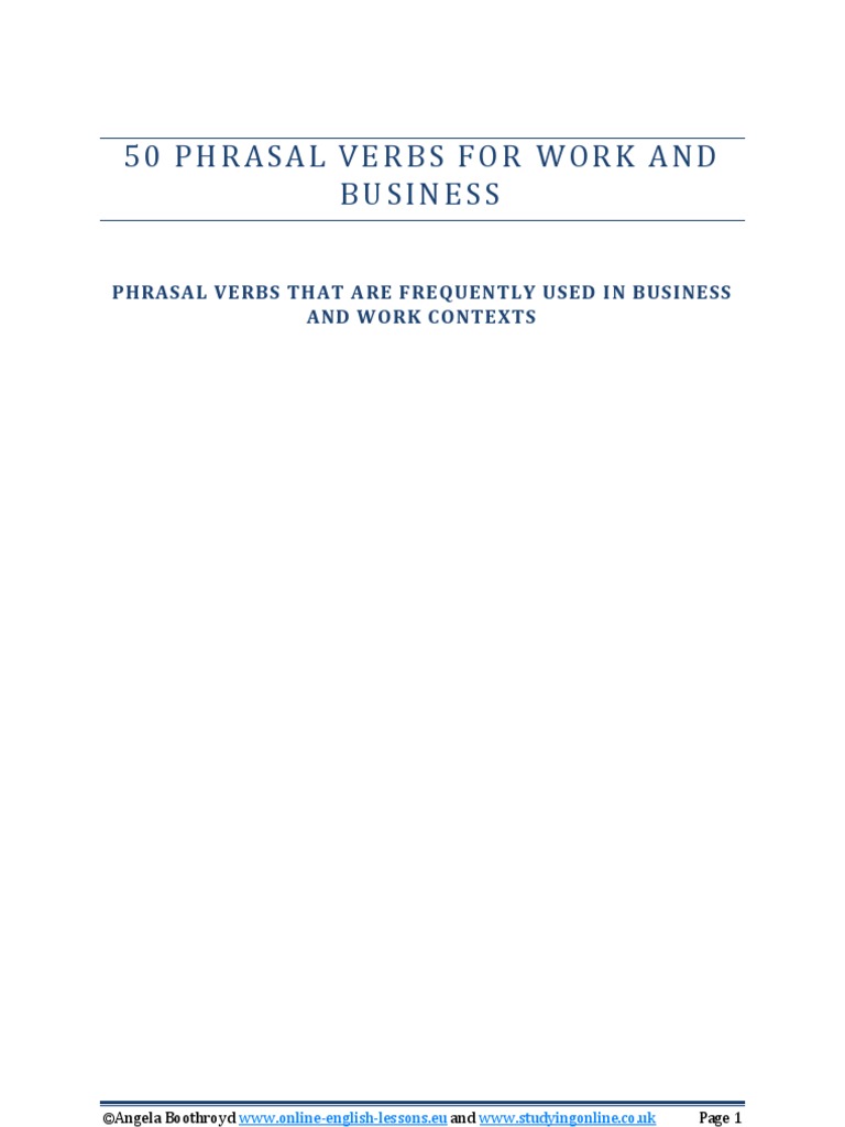 50 Phrasal Verbs For Work and Business PDF | PDF | Bailout | Verb