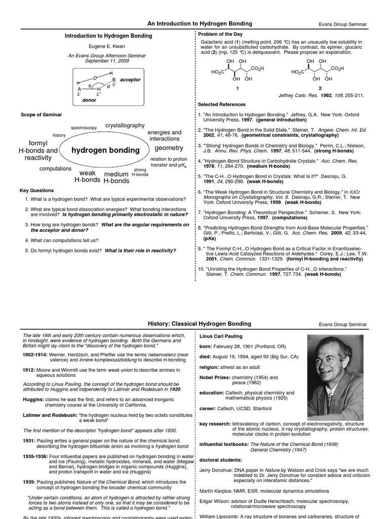 An Introduction of Hydrogen Bonding | PDF | Hydrogen Bond | Nuclear ...