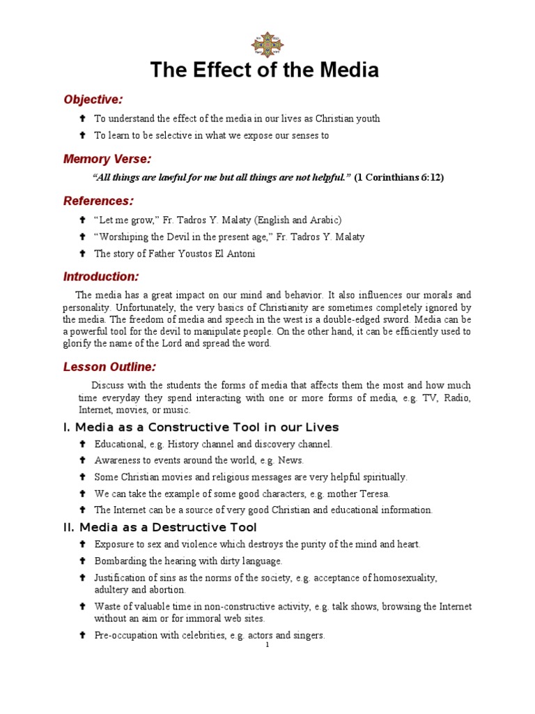 The Effect of The Media: Objective | PDF | News | Mass Media