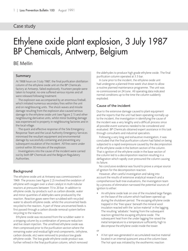 LPB 100-1991 - Ethylene Oxide Plant Explosion, 3-Jul-1987, BP Chemicals ...