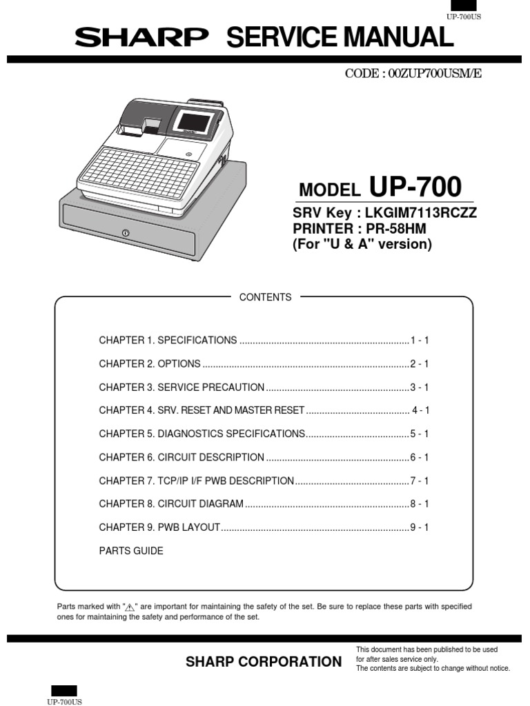 Sharp UP-700 Cash Register SM | PDF | Booting | Read Only Memory