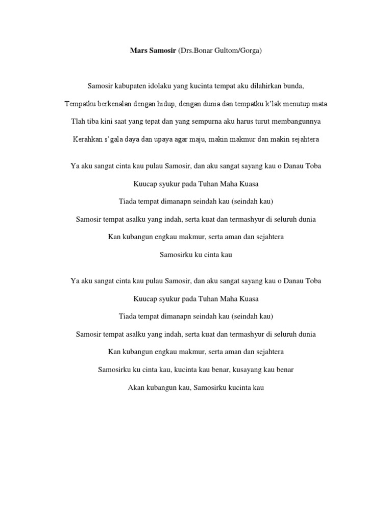 Mars Pemerintah Kabupaten Samosir | PDF | Perjalanan