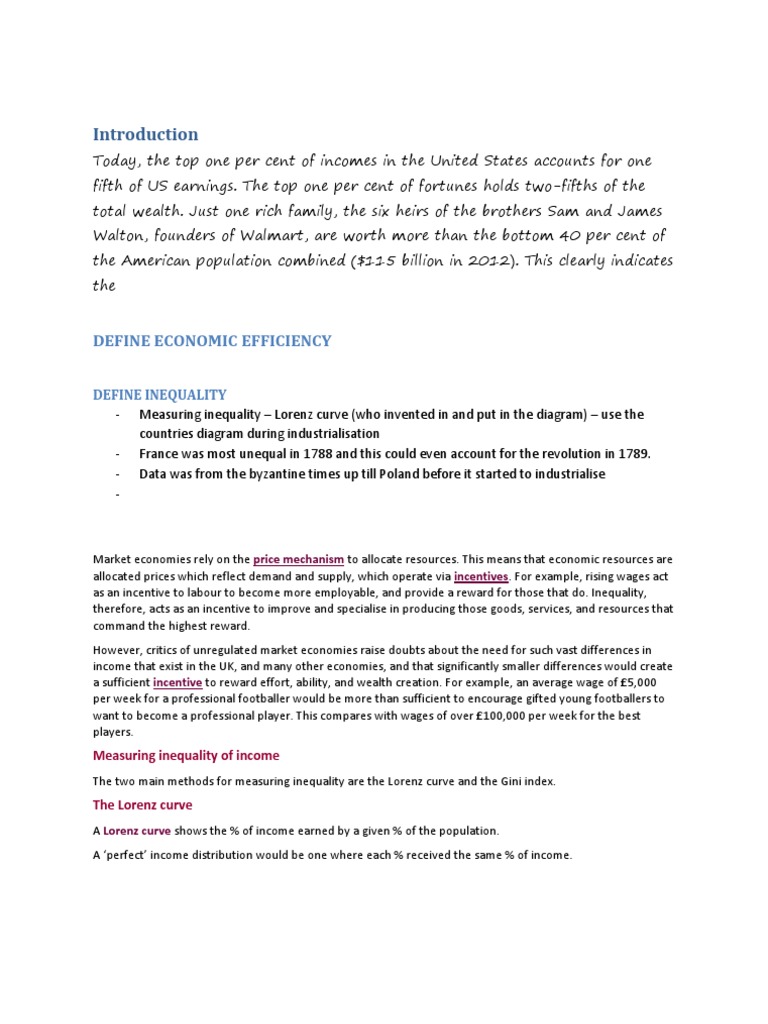 Define Economic Efficiency | PDF | Gini Coefficient | Income Distribution