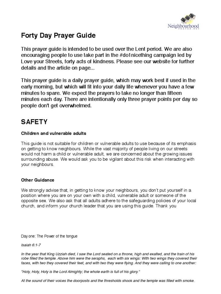 Forty Day Prayer Guide: Children and Vulnerable Adults | Download Free ...