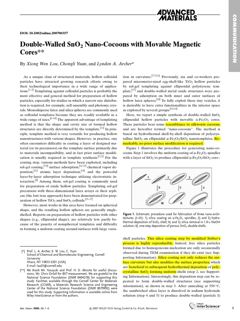 Double-Walled SnO2 Nano-Cocoons With Movable Magnetic | PDF ...