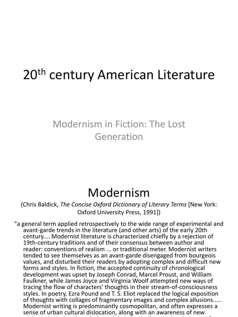 20 Century American Literature: Modernism in Fiction: The Lost ...