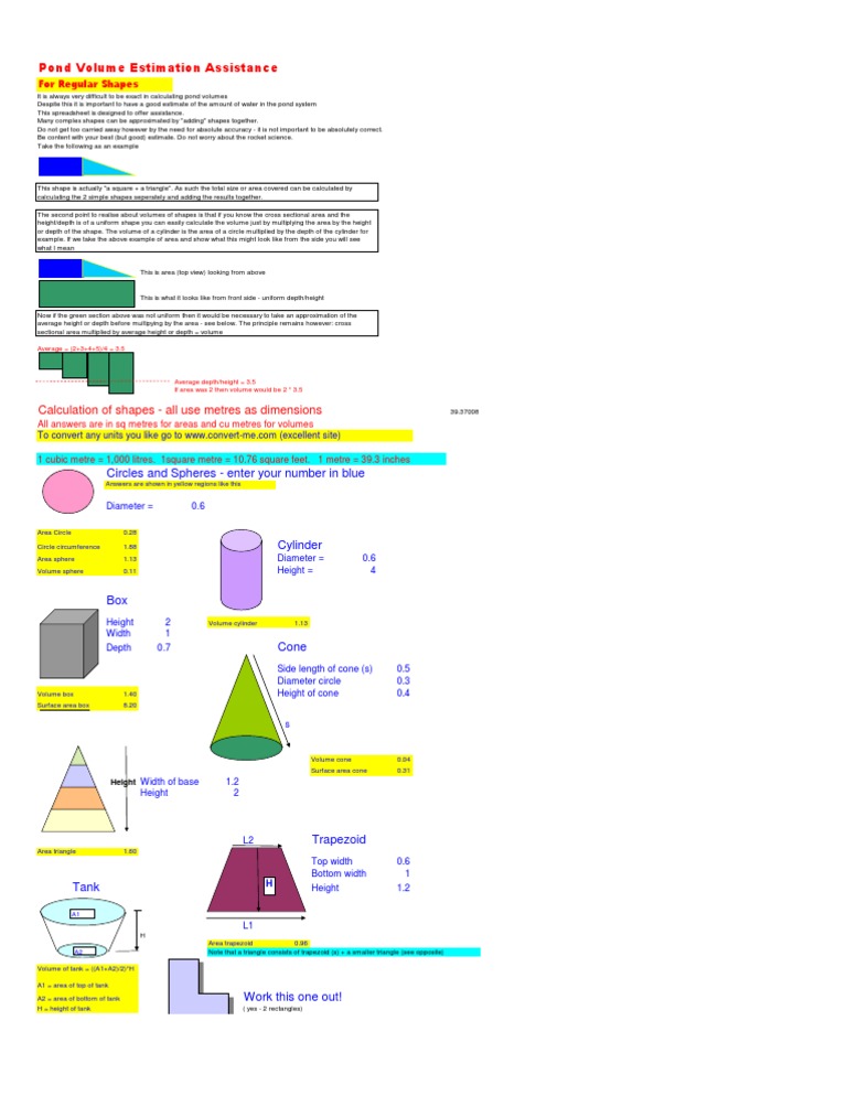 Pond Volume Estimation Assistance: Calculation of Shapes - All Use ...