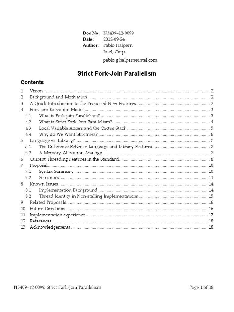 N3409 Strict Fork Join Parallelism | PDF | Thread (Computing) | Parallel Computing
