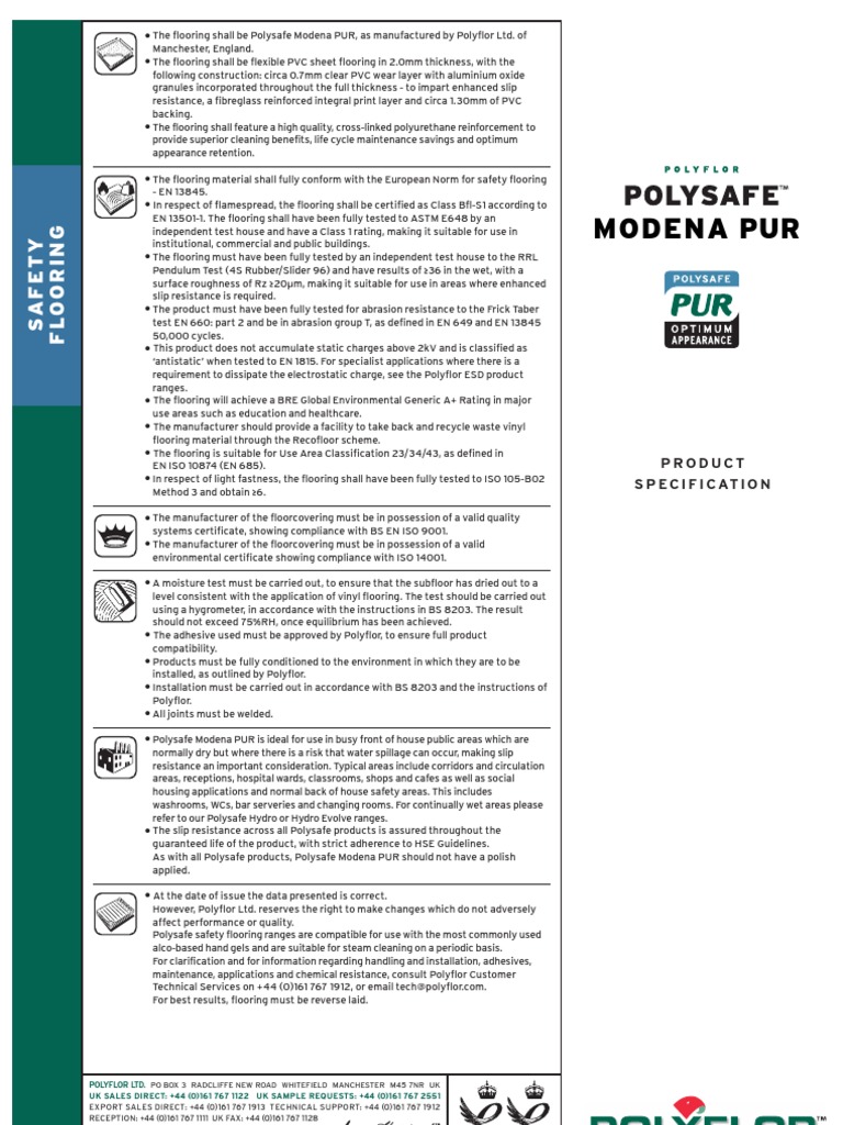 Polysafe Modena PS | PDF | Flooring | Polyvinyl Chloride
