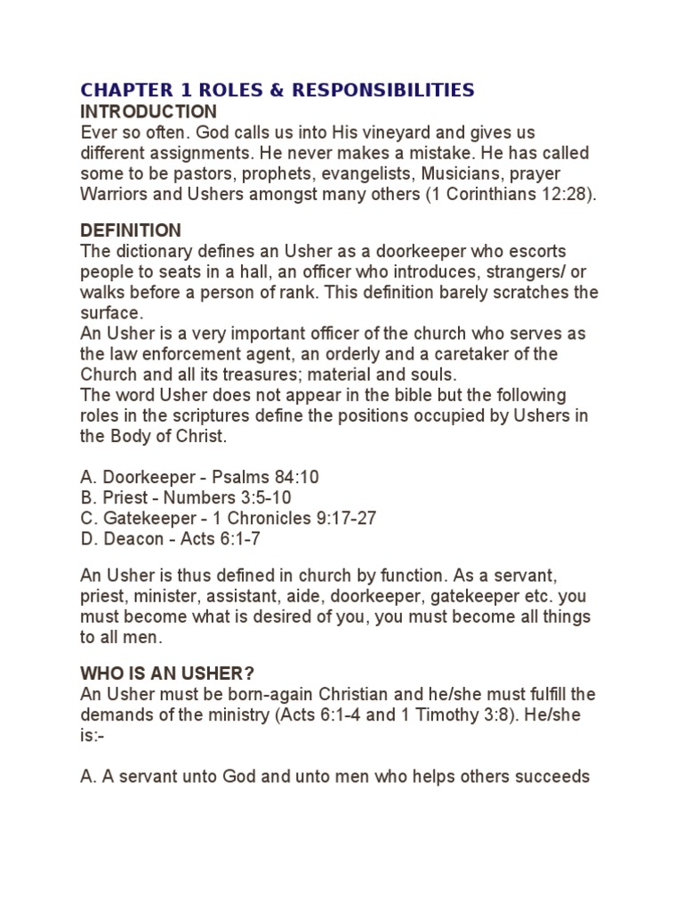 Chapter 1 Roles & Responsibilities | PDF | Wedding | Marriage