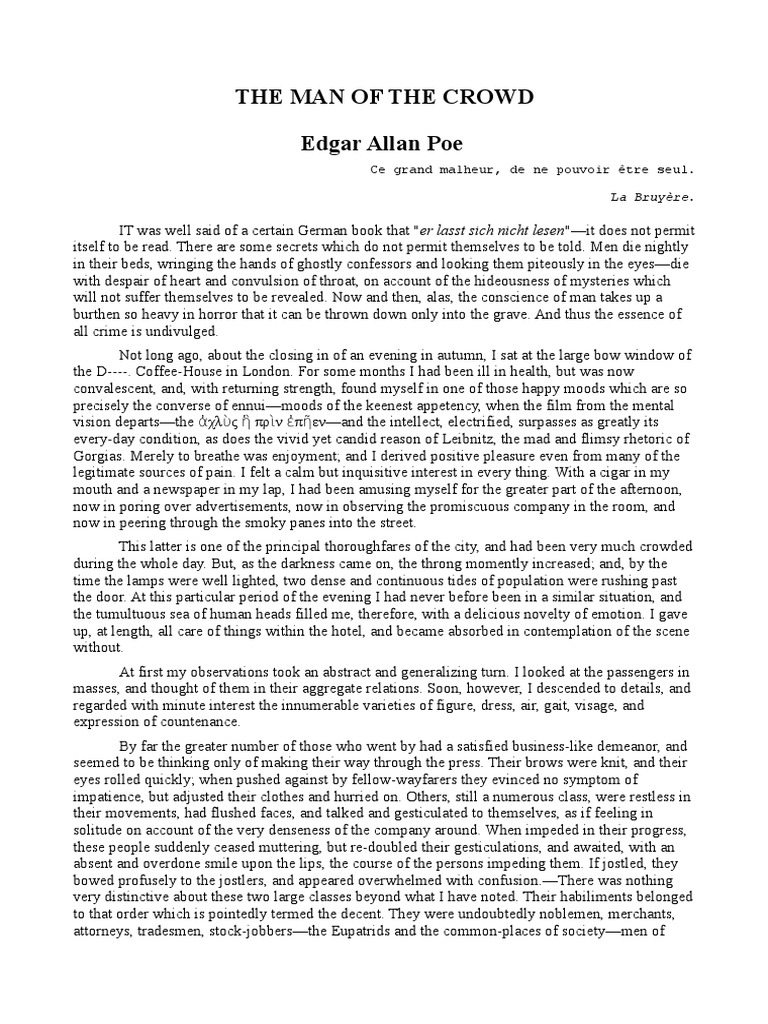 Poe Man of The Crowd | PDF | Gentleman