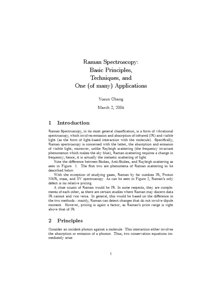 Raman Spectroscopy Basic Principle and Technique | PDF | Raman ...
