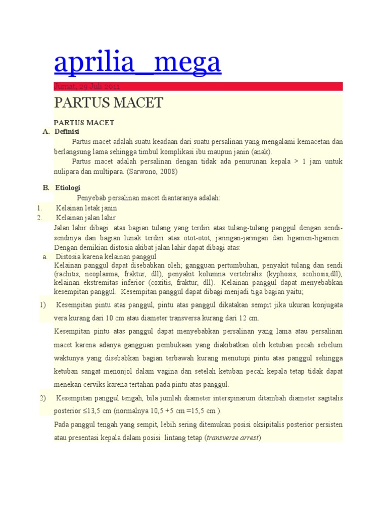 Aprilia, Partus Macet | PDF | Sains & Matematika