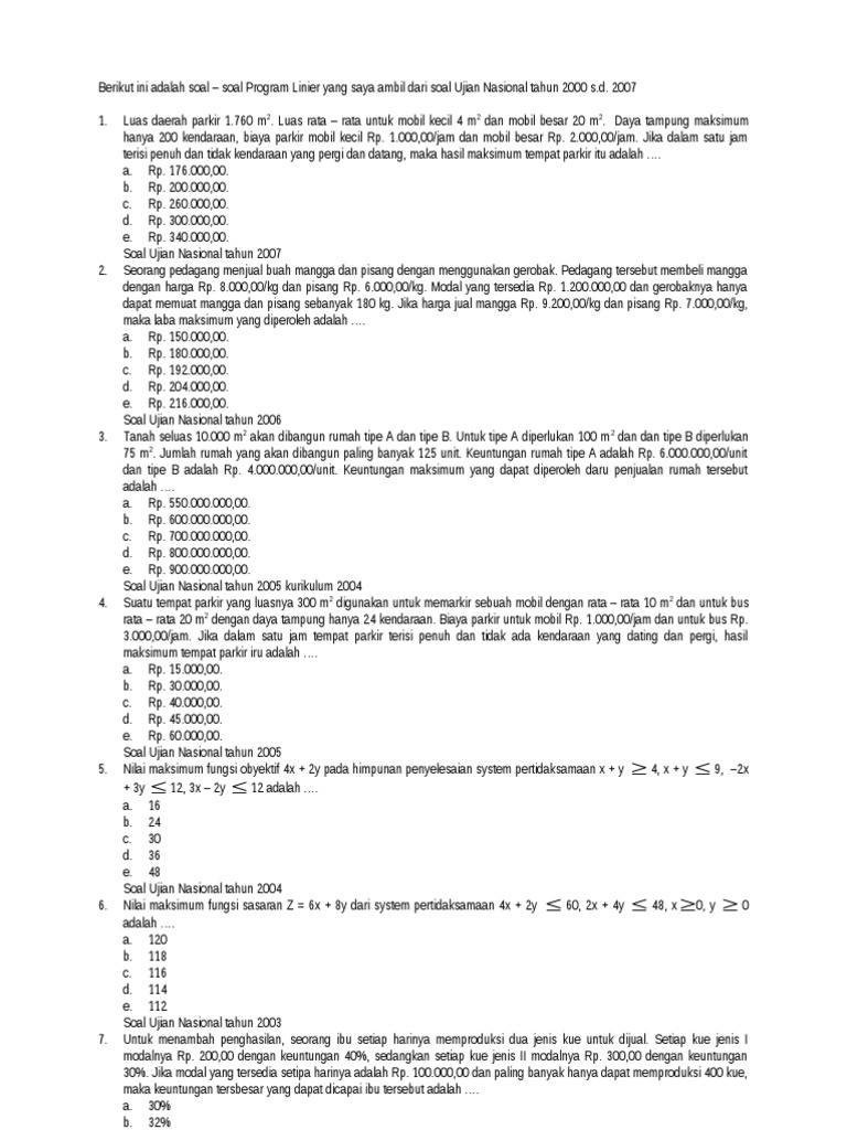 Soal Program Linier | PDF