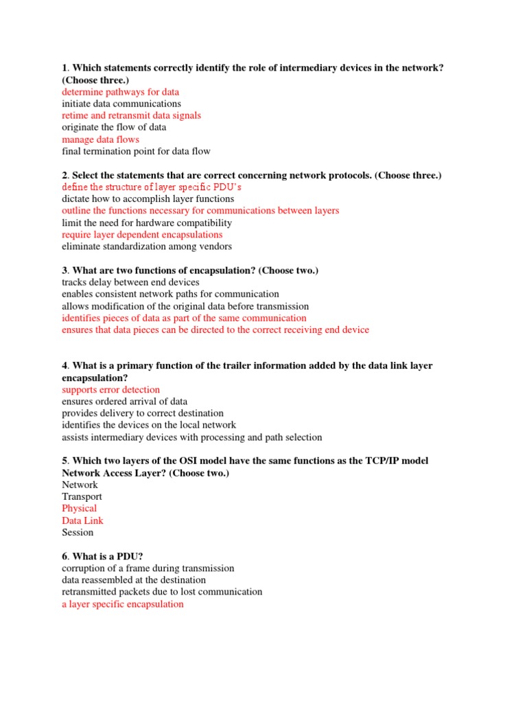 Ccna 1 Chapter 2 Answer Pdf Computer Network Internet Protocols 6861