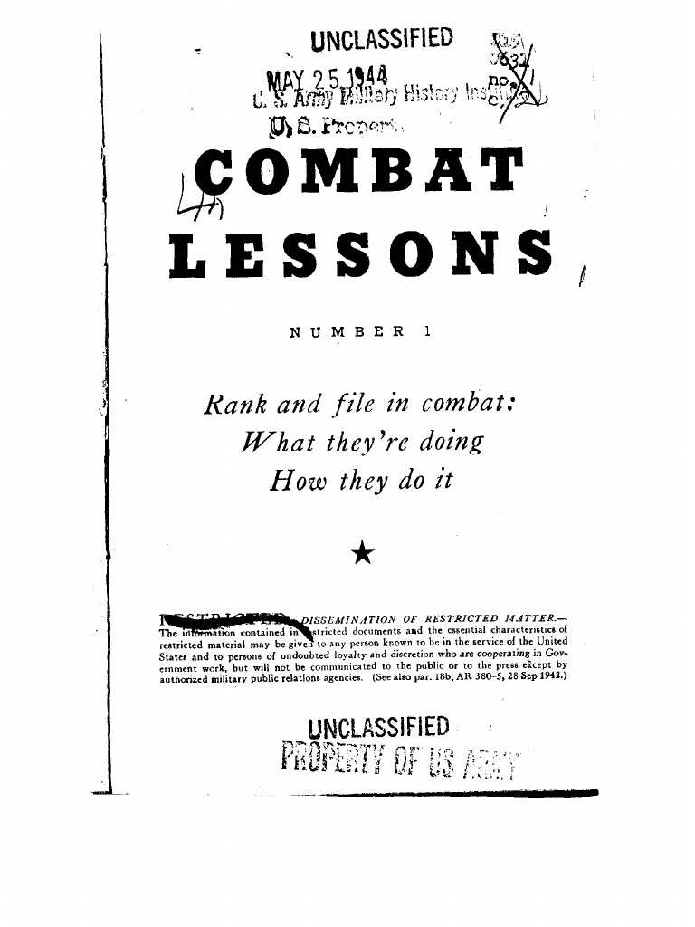 Combat Lessons No. 1, War Department Pamphlet, 1944 | Download Free PDF ...