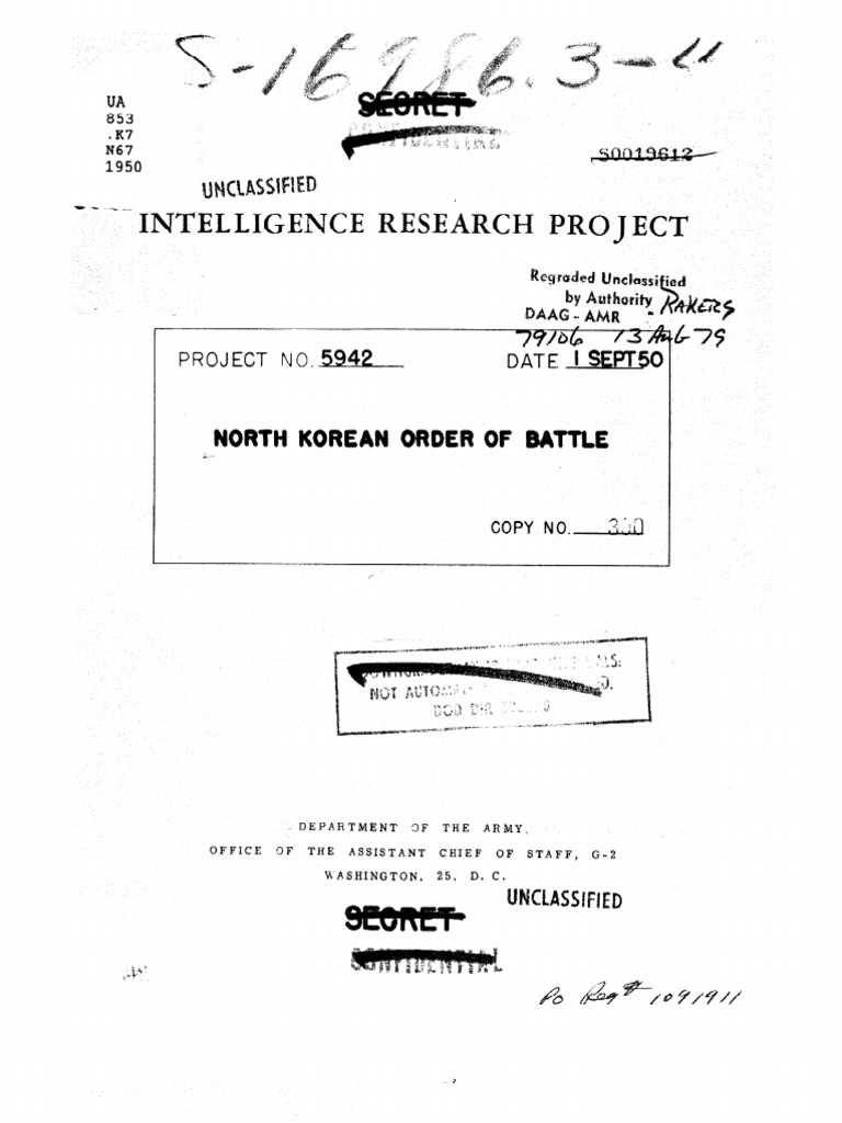 North Korean Order of Battle, DA G-2, 1 Sep 1950 | PDF | Brigade ...
