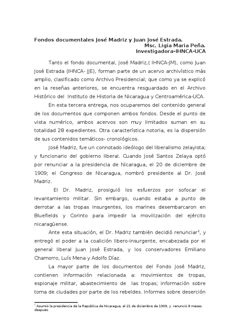 Fondos Presidenciales José Madriz y Juan José Estrada | PDF | Nicaragua ...