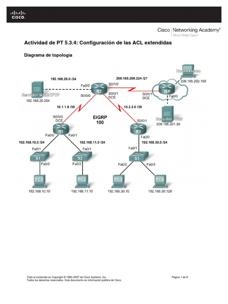 practica 5.3.4 cisco | Enrutador (Computación) | Dirección IP