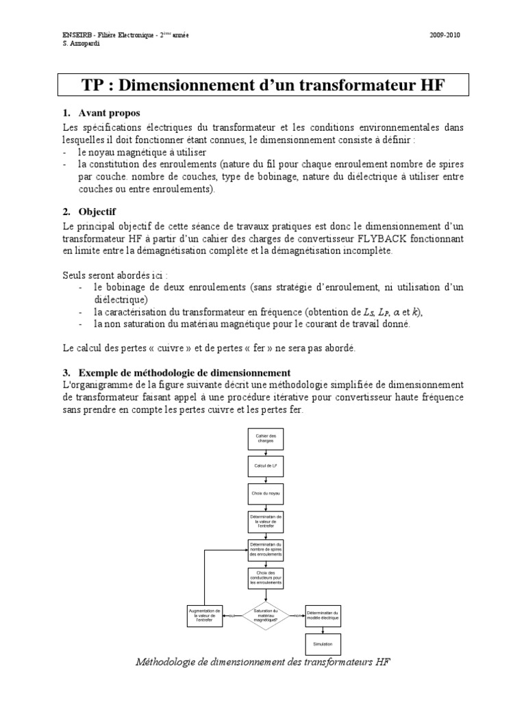 Dimensionnement D'un Transformateur HF | PDF | Électromagnétisme | Grandeur physique