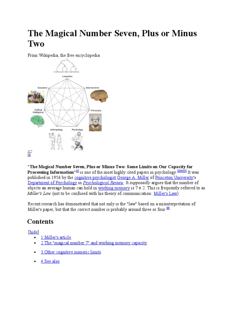 The Magical Number Seven | PDF | Working Memory | Memory