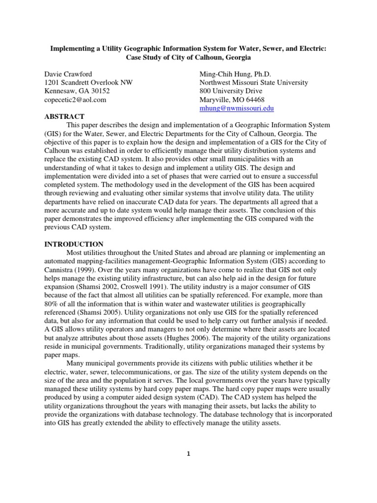 Implementing a Utility GIS for Water, Sewer and Electric in Calhoun, GA ...