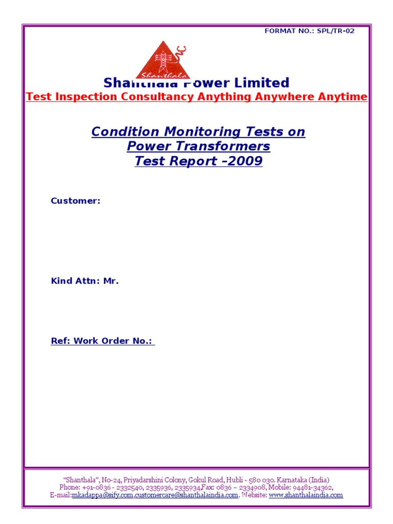 Transformer Test Report | PDF | Transformer | Capacitor