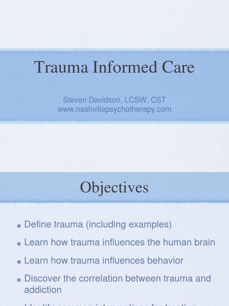 Trauma Informed Care, Davidson | PDF | Psychological Trauma ...