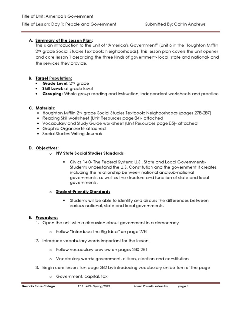 Introduction to U.S. Government for 2nd Graders | PDF