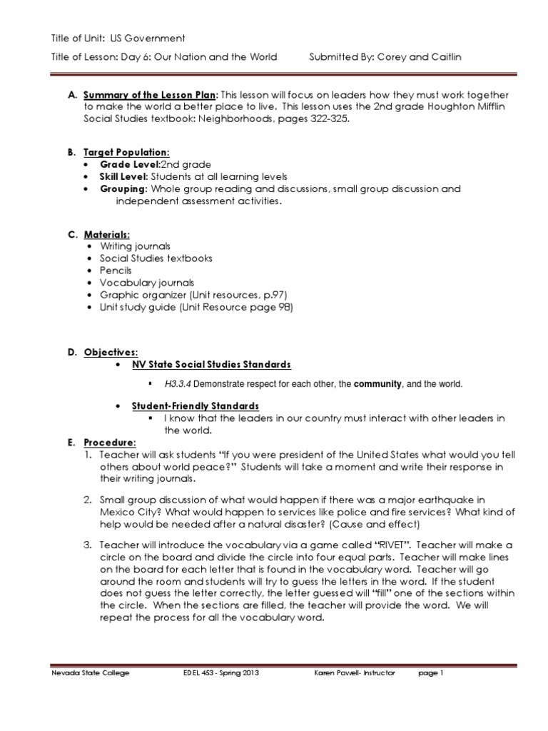 2nd Grade Lesson on Global Leadership | PDF | Reading Comprehension ...