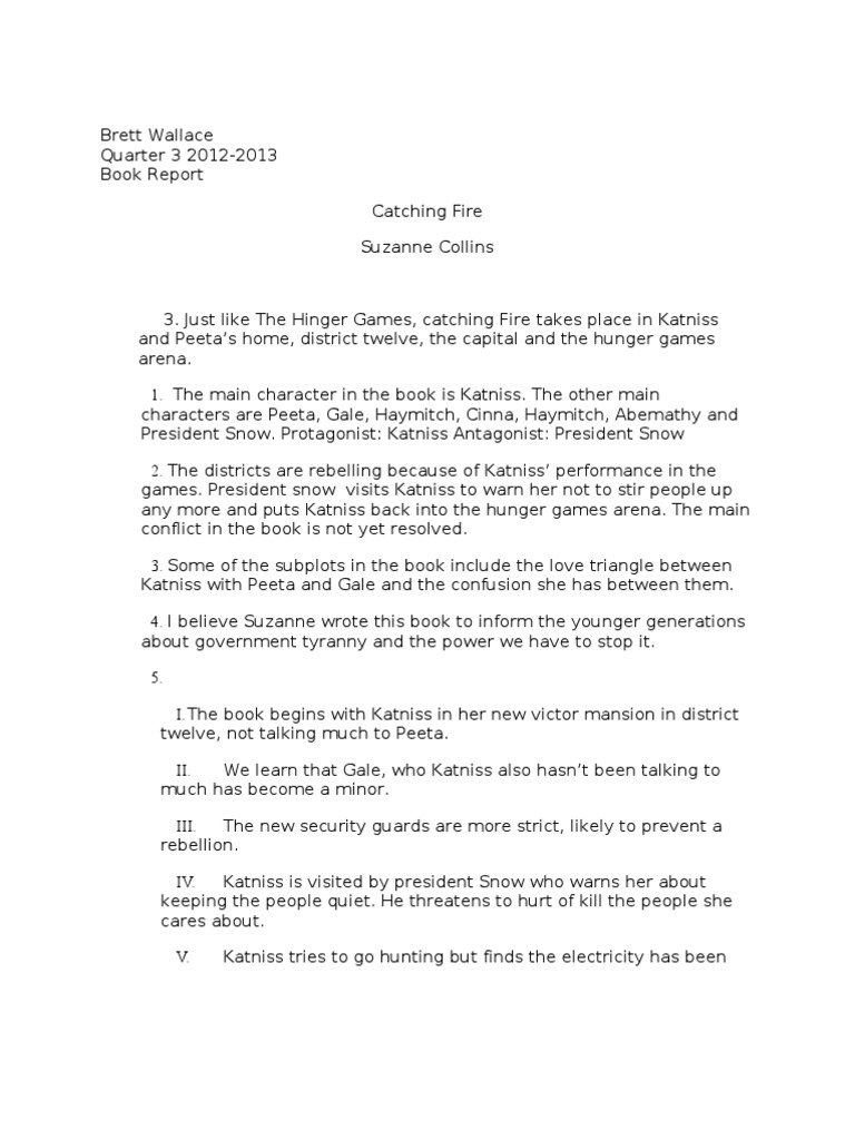 Catching Fire Book Report | PDF | The Hunger Games | Violence