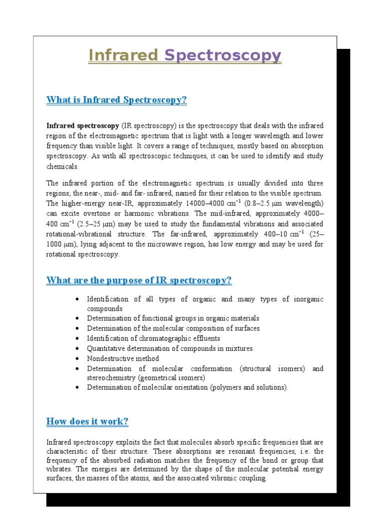IR Spectroscopy Guide to Functional Groups | PDF | Infrared ...