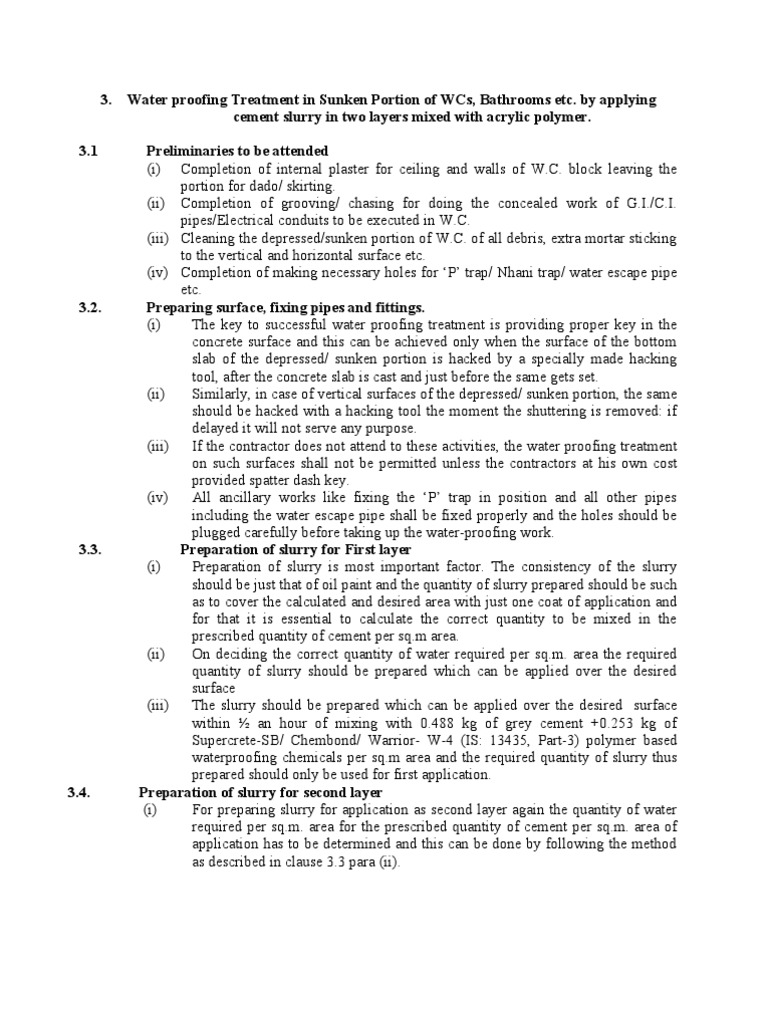 3.manual of Sunken Portion Waterproofing Method Work | PDF | Concrete ...