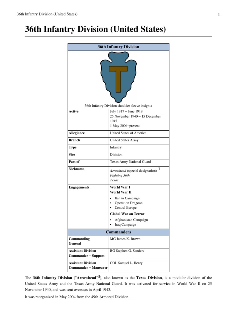 History of the 36th Infantry Division | PDF | Regiment | Battalion