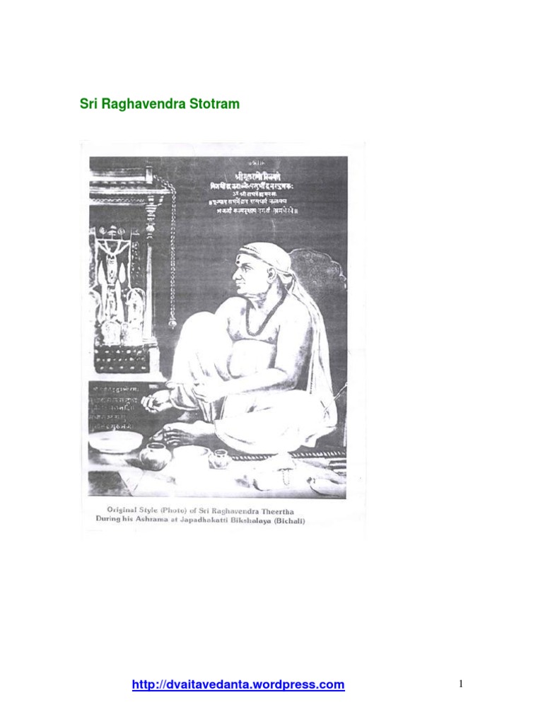 SriRaghavendra Stotra | PDF | Guru | Ancient Indian Philosophy