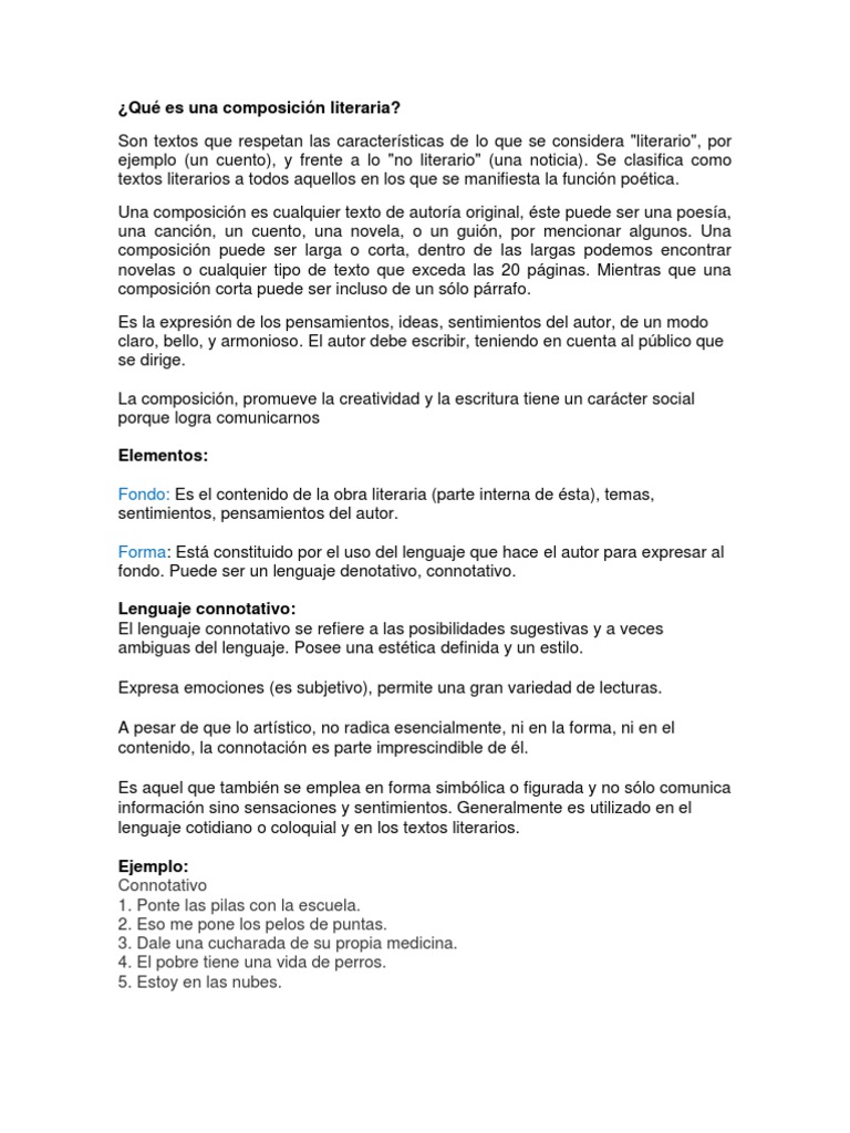 Definición de Composición Literaria | PDF | Autor | Poesía