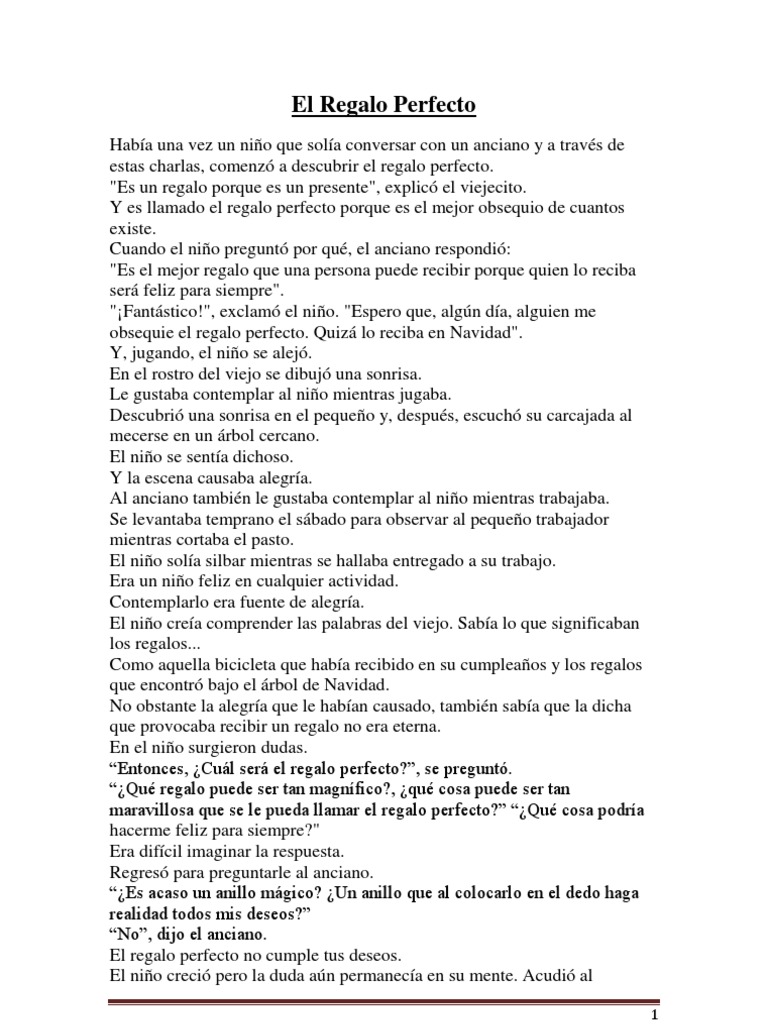 Cuento - El Regalo Perfecto | PDF | Felicidad | Vejez