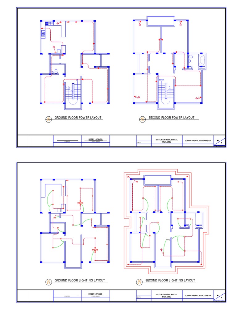 2-Storey House Electrical Layout Plan | PDF | Electrical Wiring ...