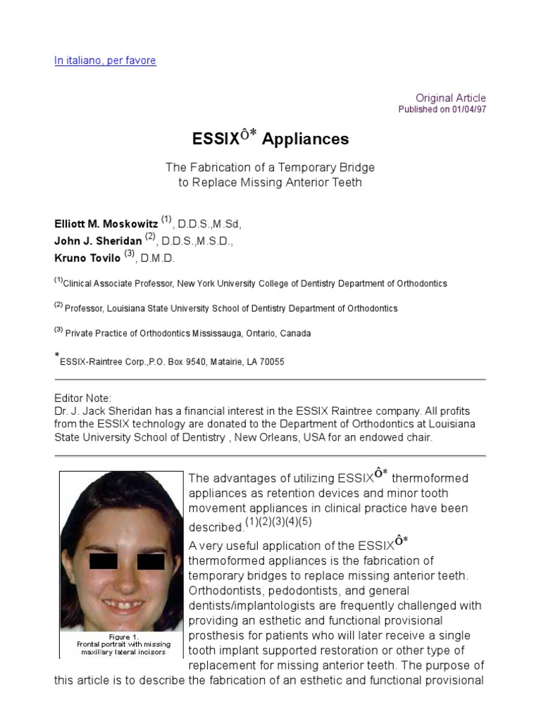 Essix | PDF | Orthodontics | Dental Implant
