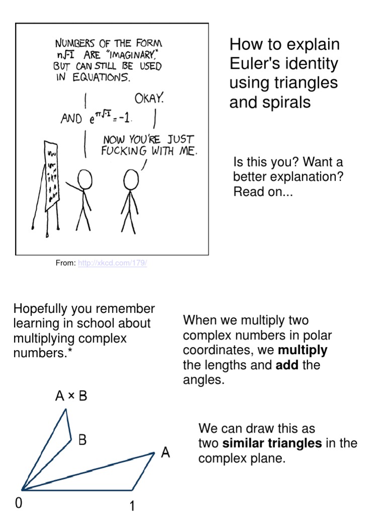 How To Explain Euler's Identity Using Triangles and Spirals | PDF | Exponentiation | Exponential ...