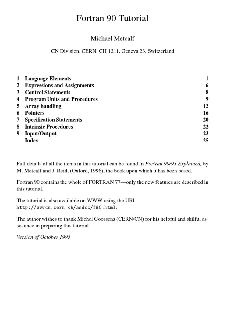 Fortran Tutorial | PDF