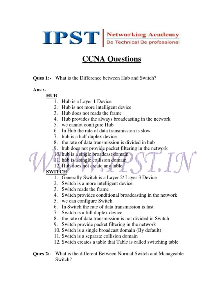 CCNA Questions last | Network Switch | Routing
