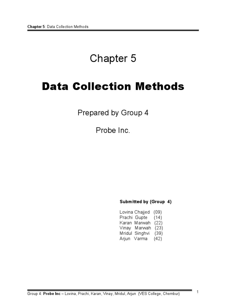 Data Collection Methods: Prepared by Group 4 Probe Inc | PDF | Survey ...